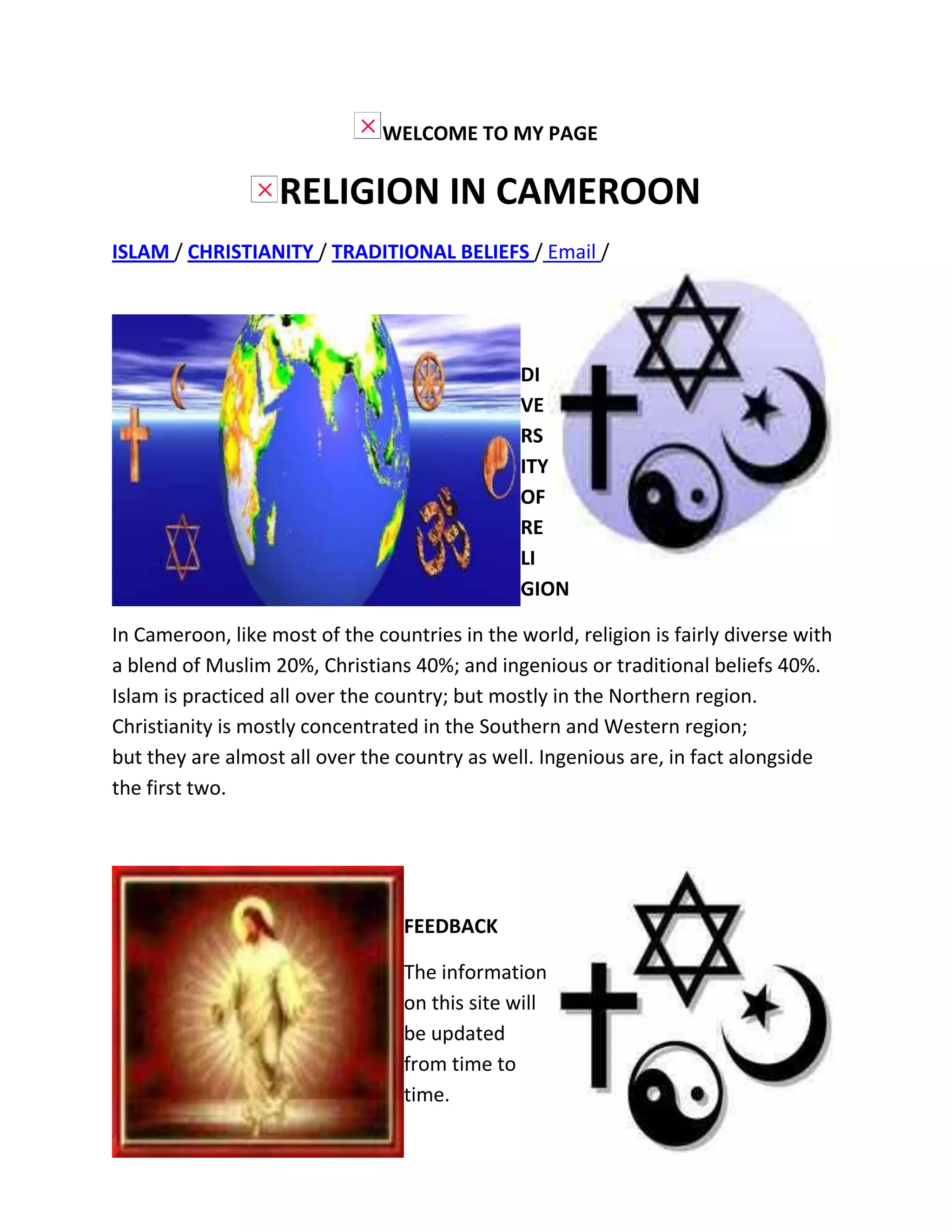 RELIGION IN CAMEROON. PROJECT-PRESENTATION | DOCX