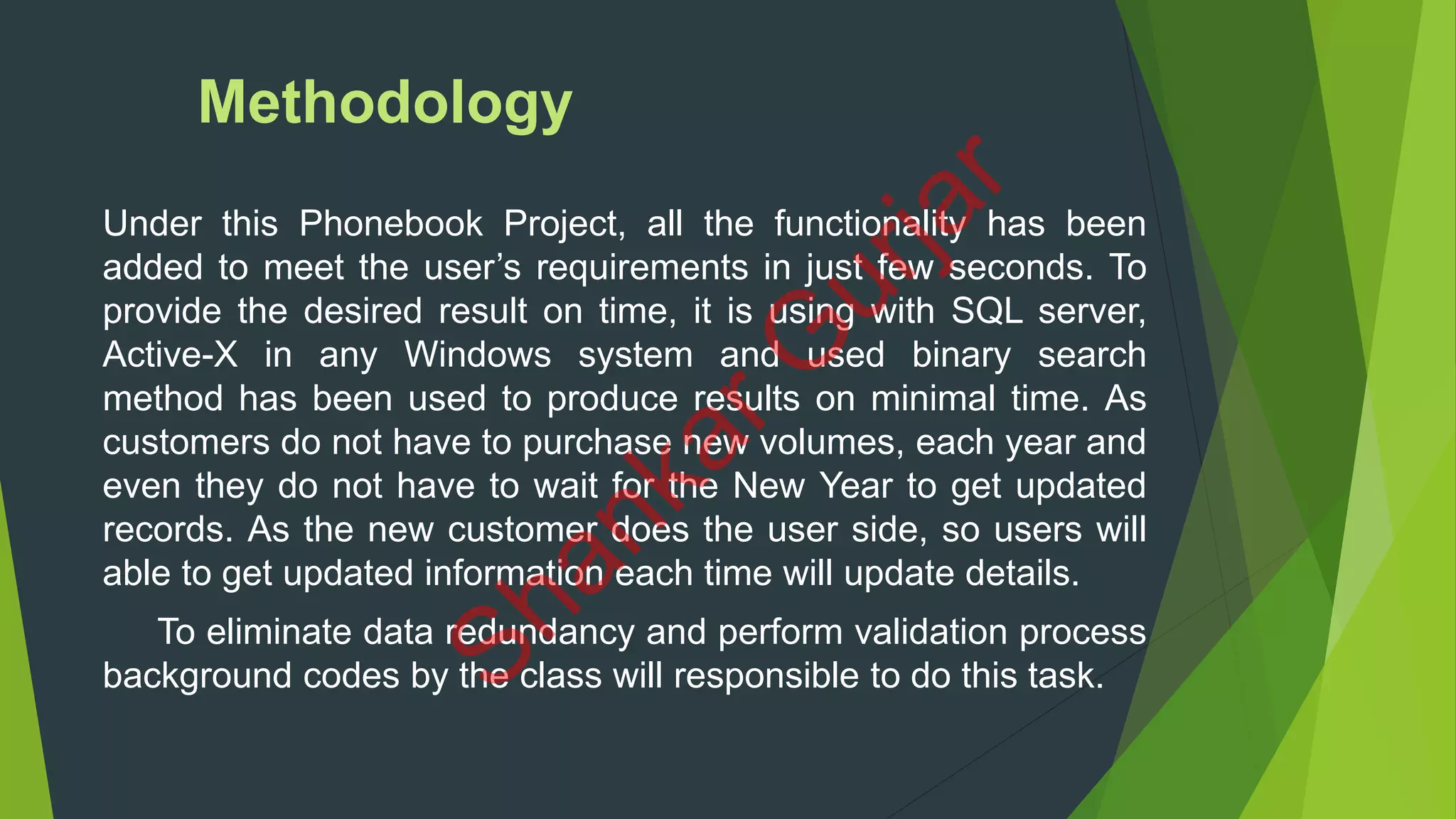 Project presentation on Phone Book | PDF