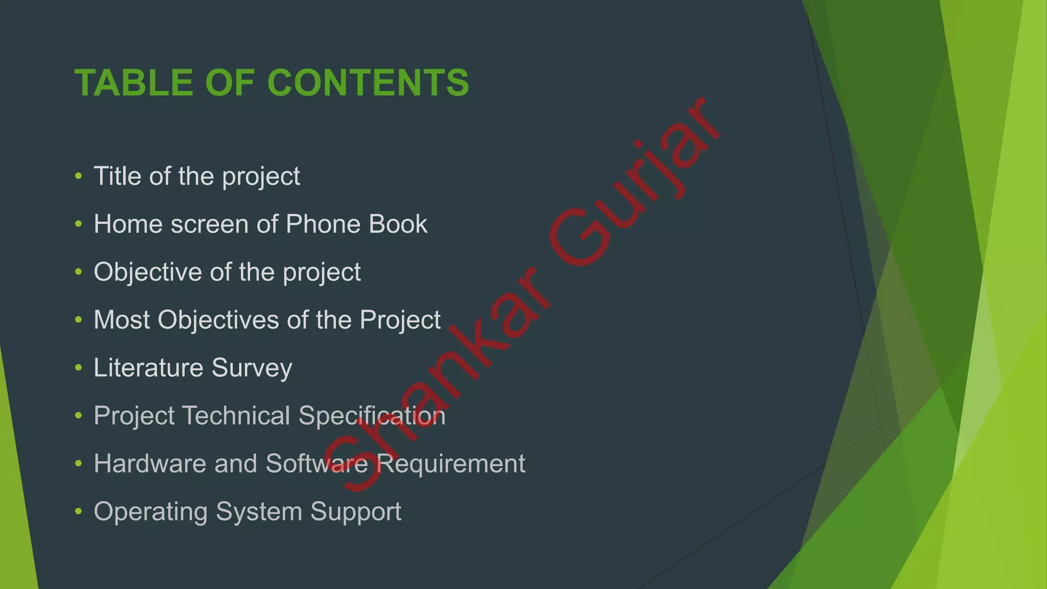 Project presentation on Phone Book | PDF