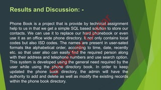 Project presentation on Phone Book | PDF