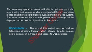 Project presentation on Phone Book | PDF