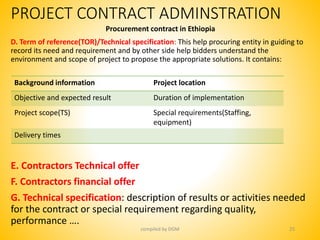 Project procuremenet contract in ethiopia | PDF