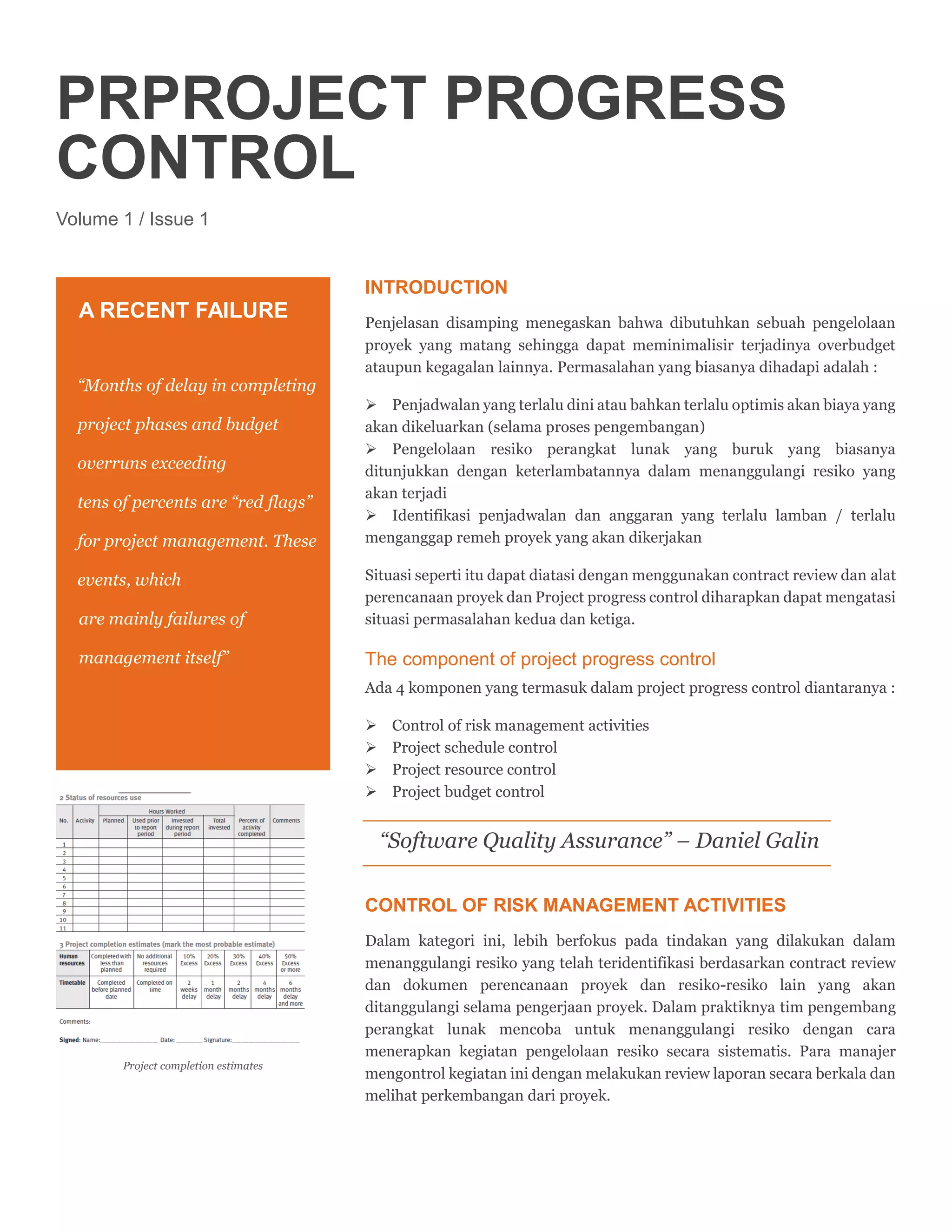 Project progress control | PDF