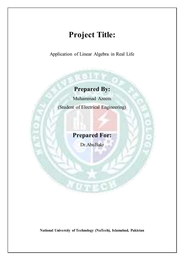 Application of Linear Algebra in real life | DOCX