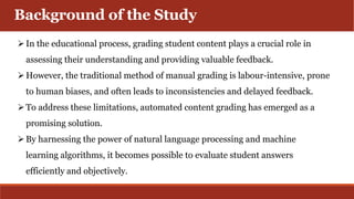 Automated Content Grading using machine learning and natural language processing | PPTX