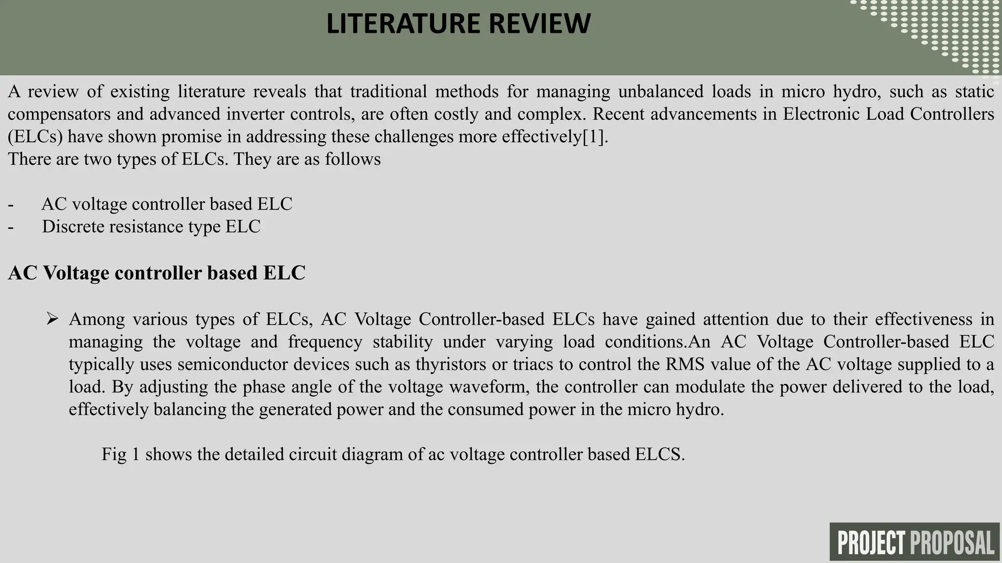 project proposal on discrete resistance type elc | PPT
