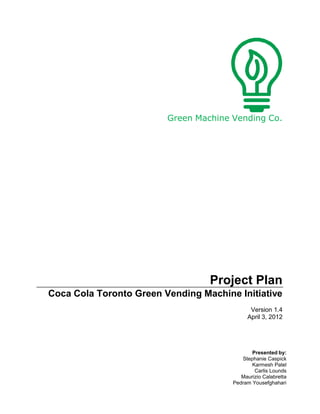 Project Proposal: Coca-Cola Green Vending Machine | PDF