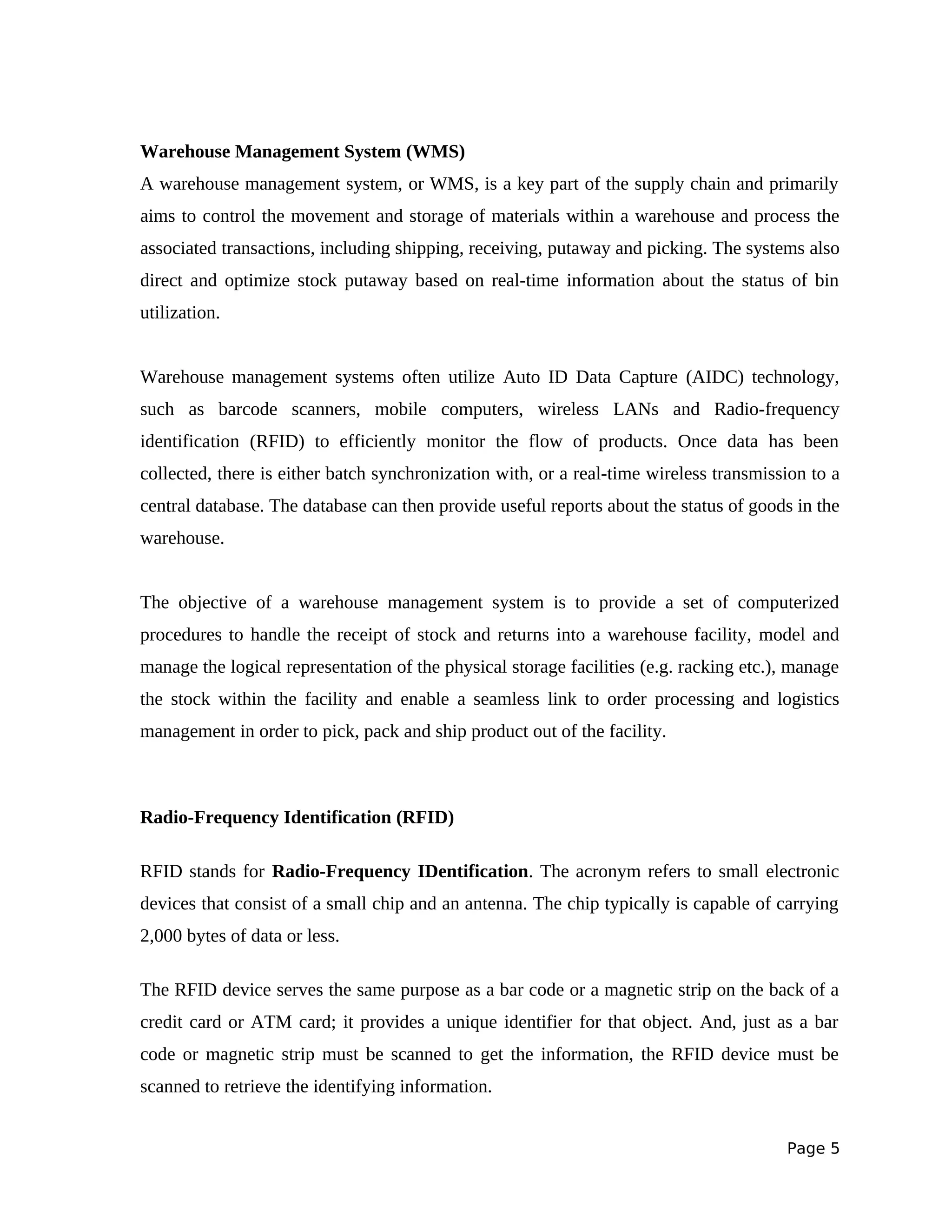 Project Proposal Sample: RFID on Warehouse Management System | PDF