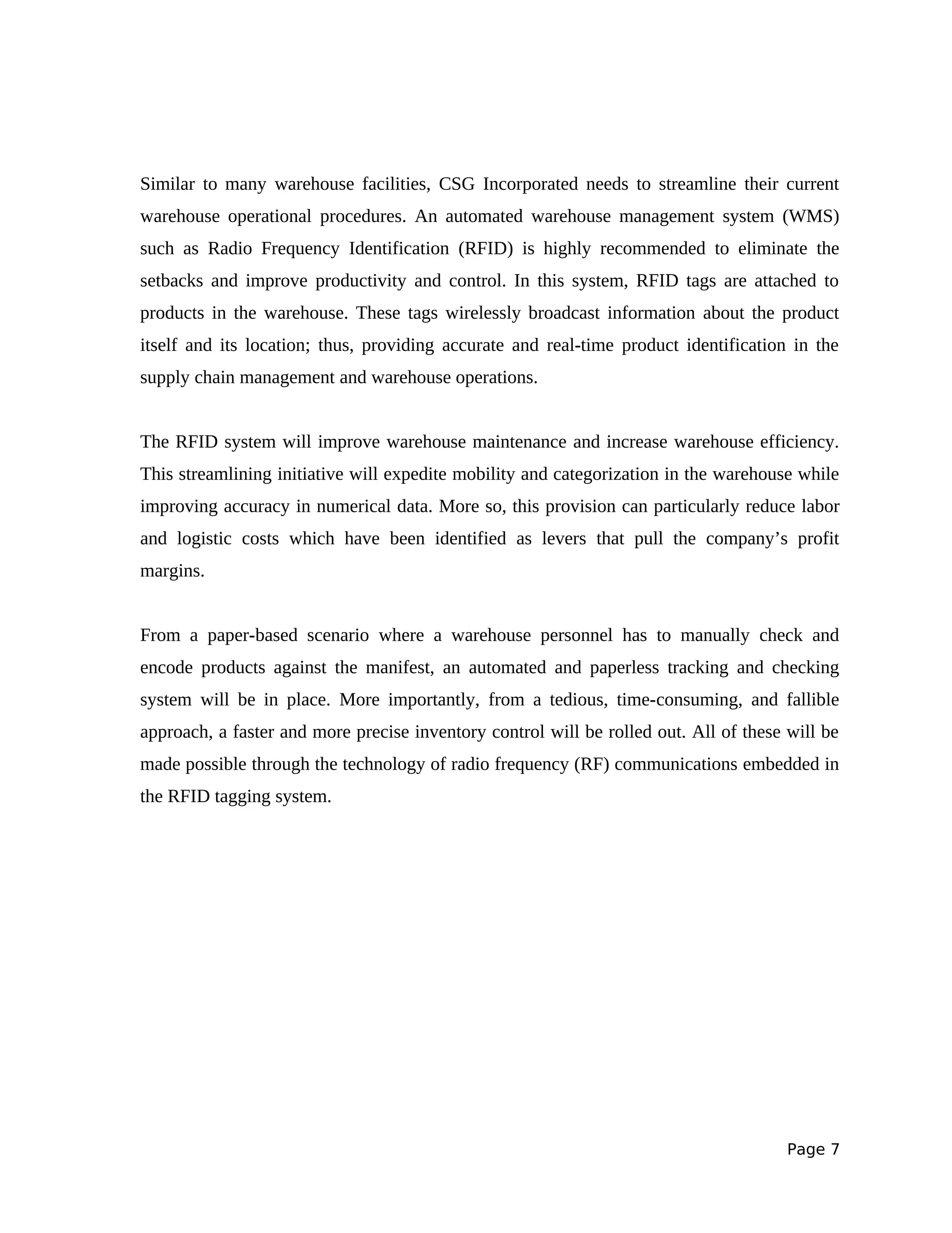 Project Proposal Sample: RFID on Warehouse Management System | PDF