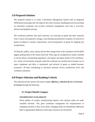 Project Proposal Sample: RFID on Warehouse Management System | PDF