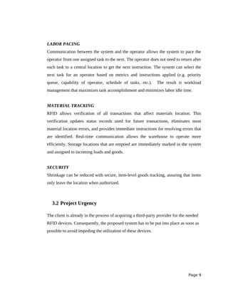 Project Proposal Sample: RFID on Warehouse Management System | PDF