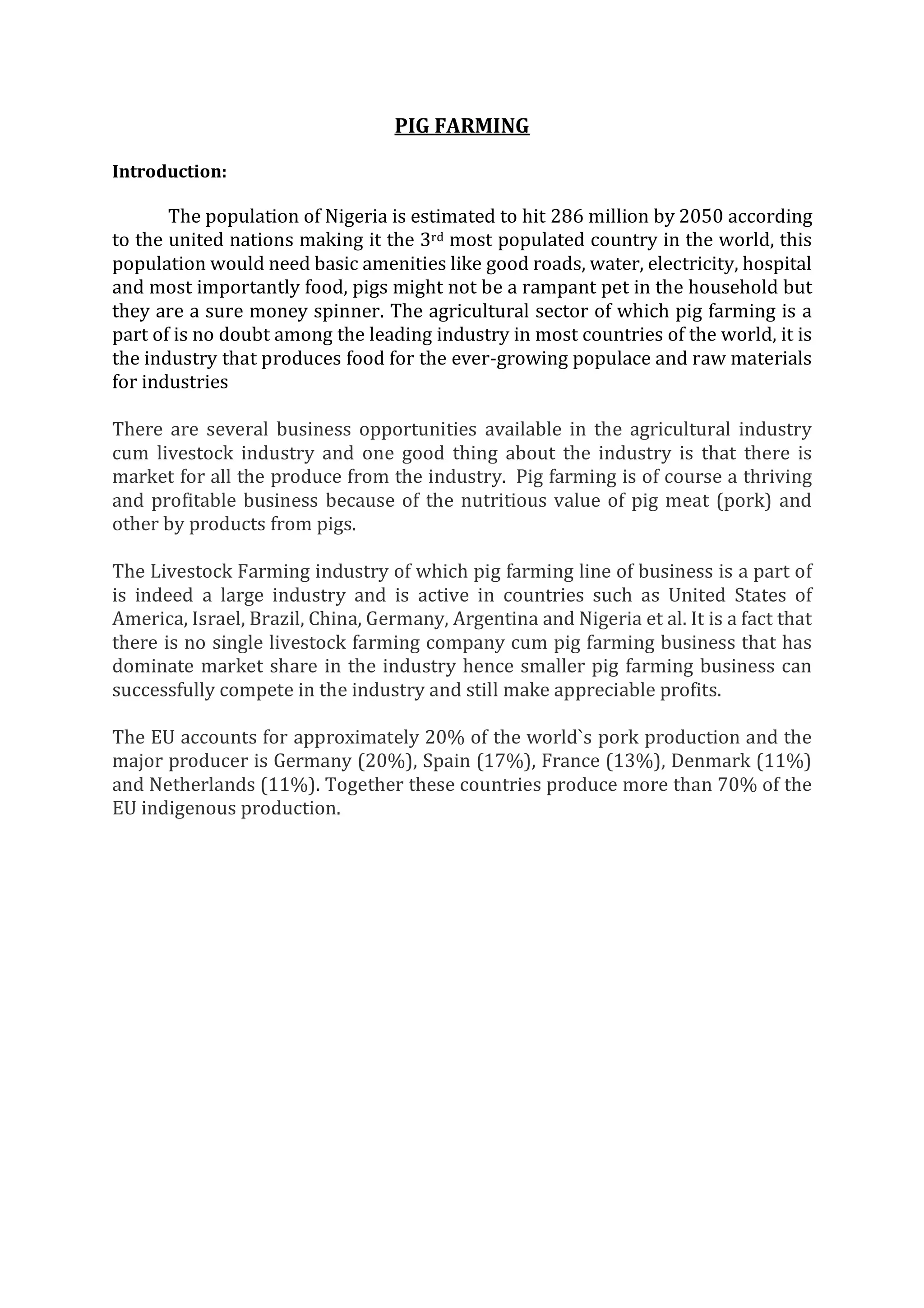 Investment in Pig Farm | PDF