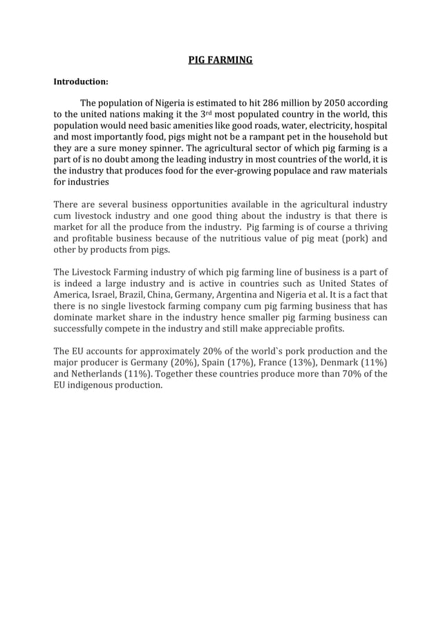 Investment in Pig Farm | PDF