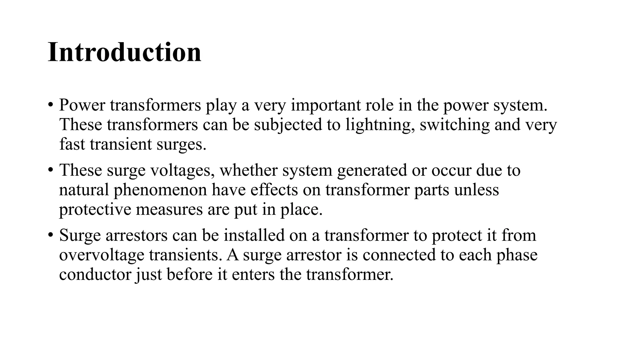 Modelling And Simulation Of The Effect Of Surge Arresters On Transformers Pptx