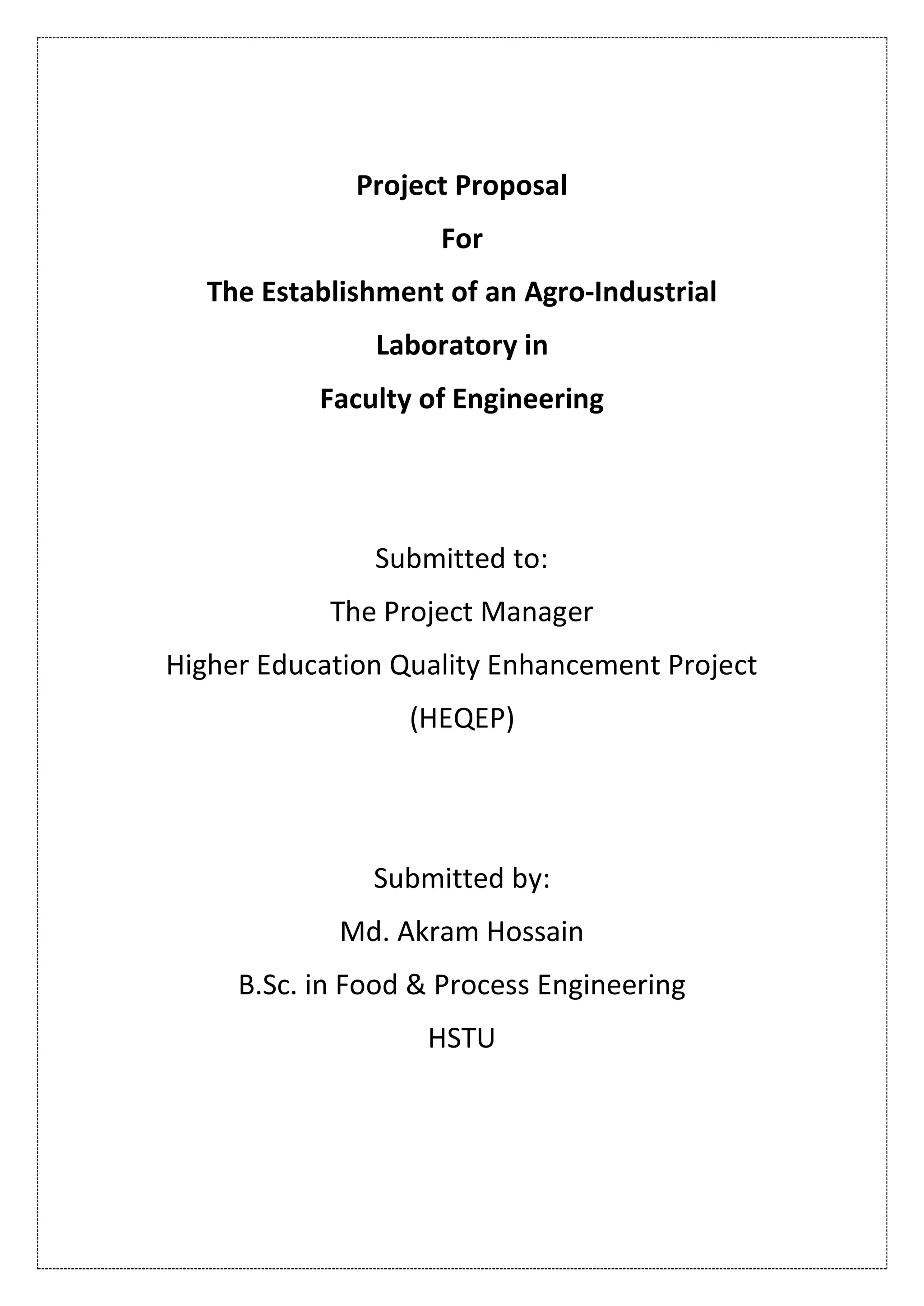 Project proposal for establishing an agro industry | PDF