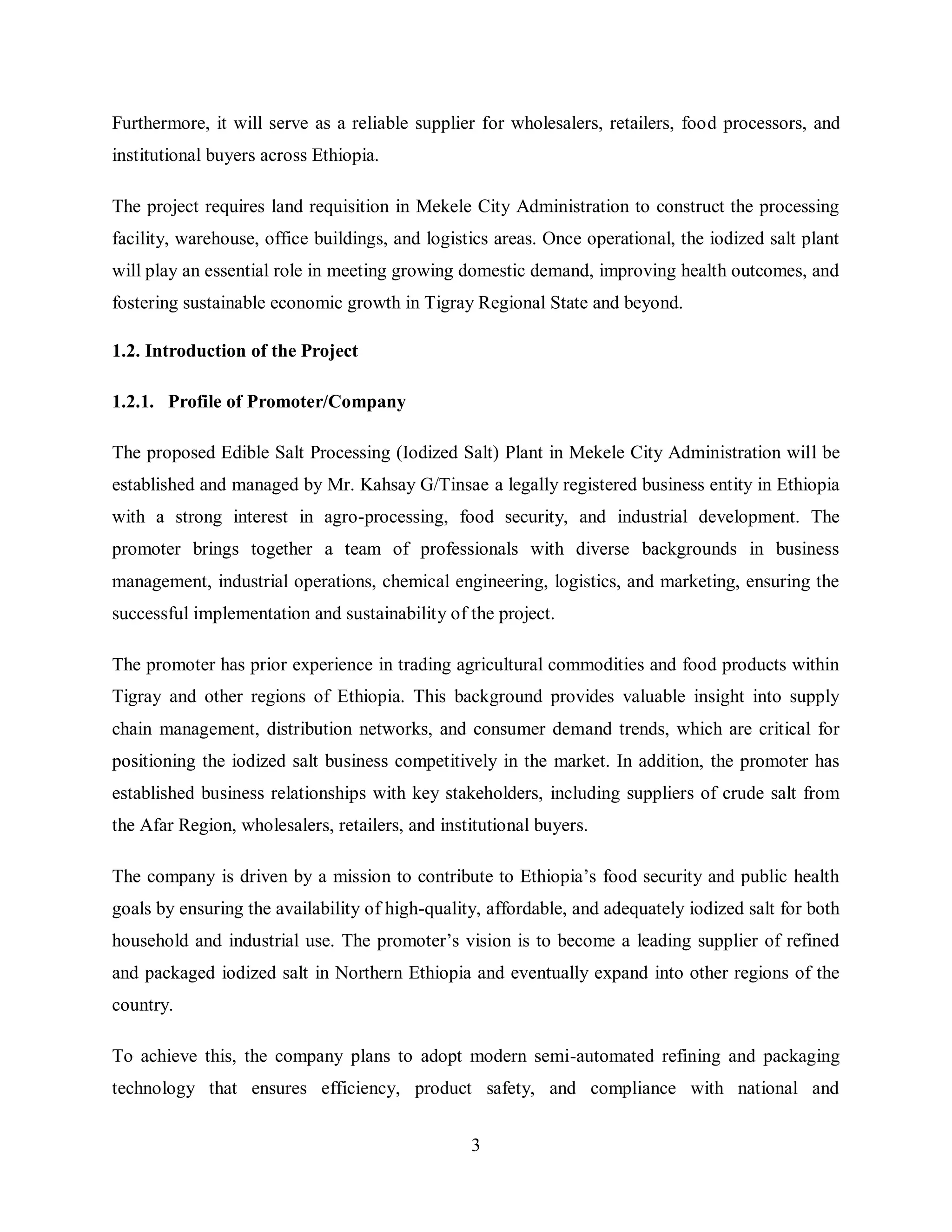 Project Proposal (Business Plan) Edible Salt Processing (Iodized Salt ...