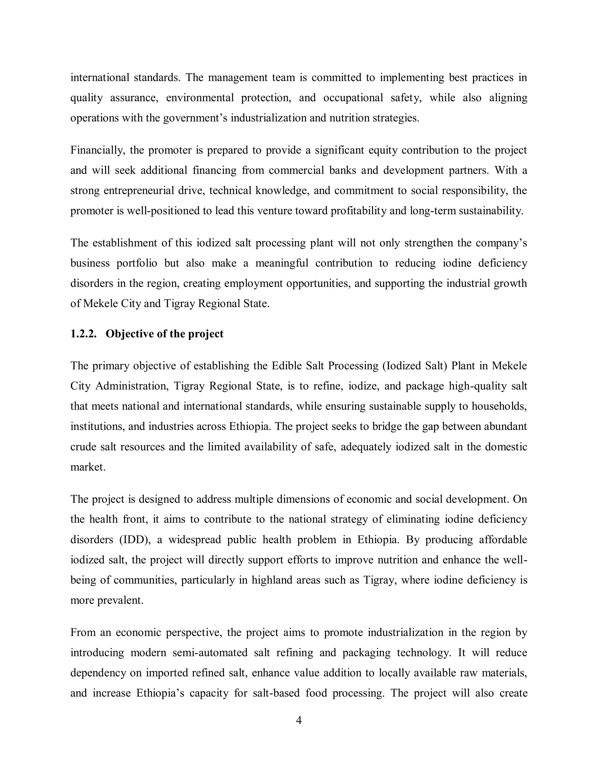 Project Proposal (Business Plan) Edible Salt Processing (Iodized Salt ...