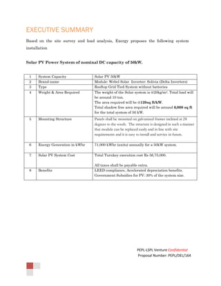 Solar PV Project Proposal Delhi | PDF