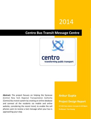 Database project design report of Centro bus transit system | PDF