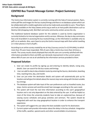Database project design report of Centro bus transit system | PDF