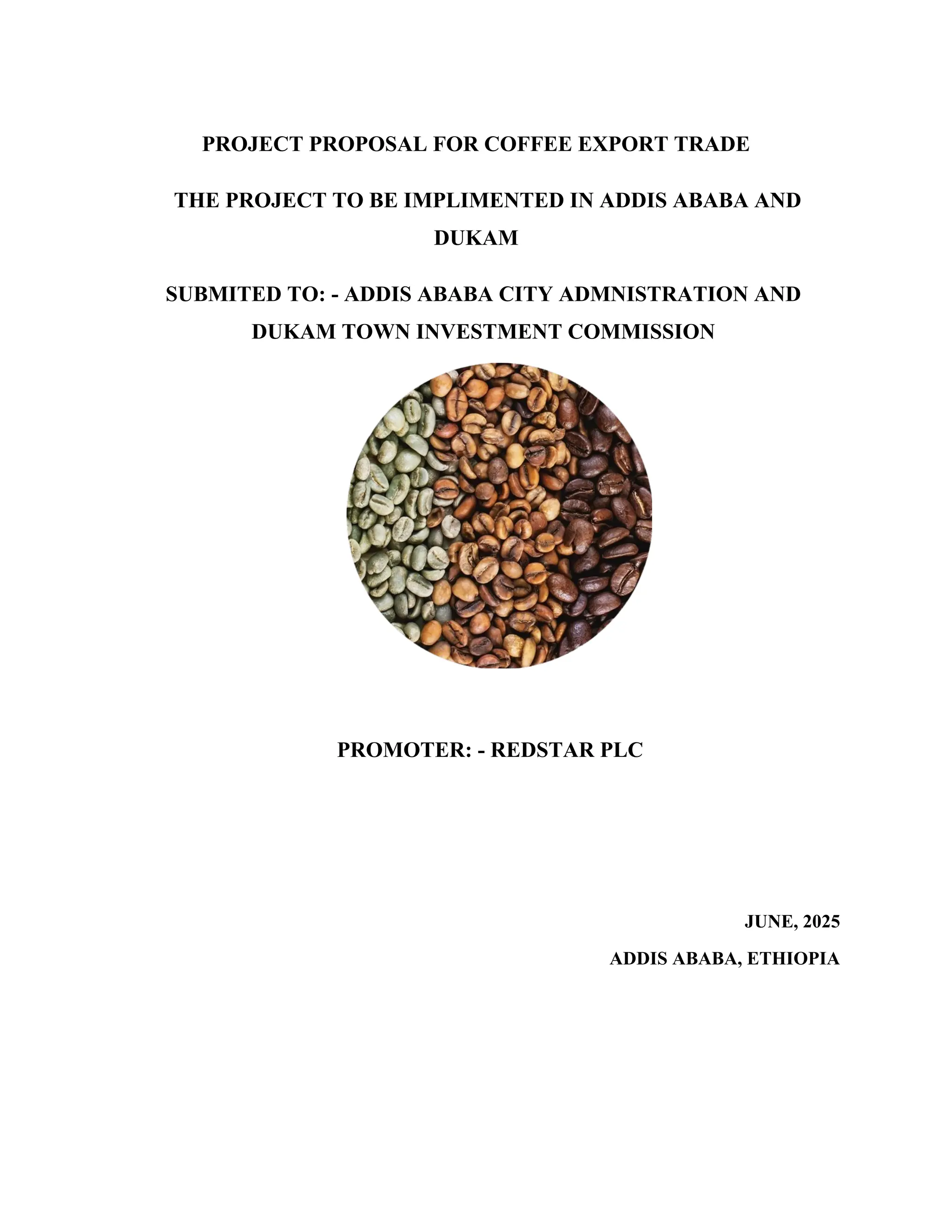 Business Plan (Project Proposal) for Coffee Export in Addis Ababa City ...