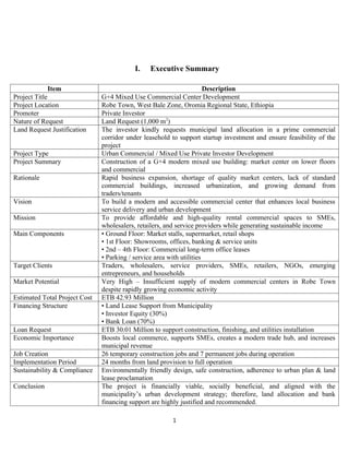 Project Proposal for Commercial Center Building G+4 in Robe Town, West ...