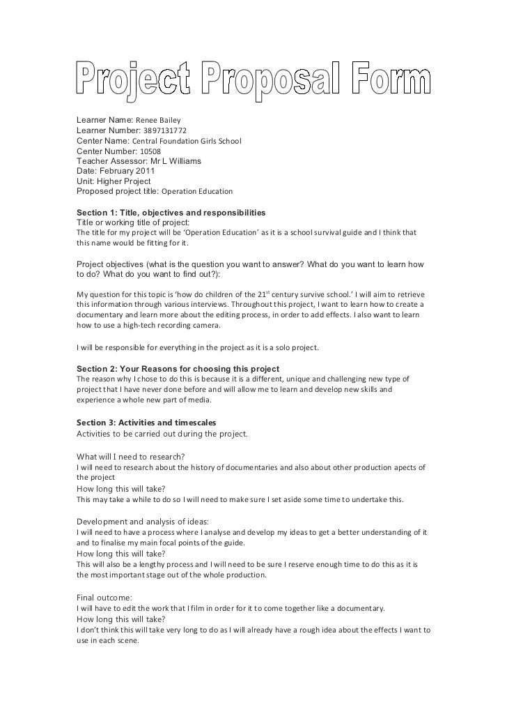 Project proposal form