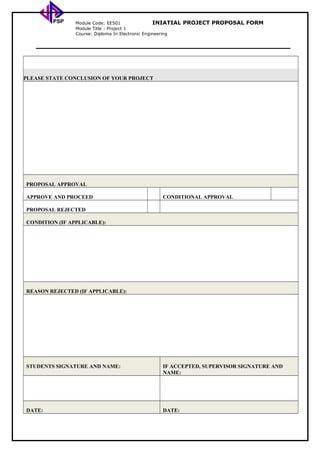 Project proposal form new | DOC | Education