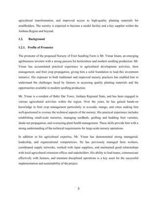 Project Proposal Fruit Nursery Farm in Bahir Dar Town, Amhara Regional ...
