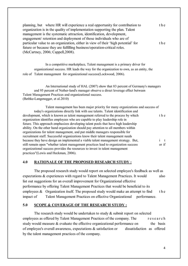 Research Proposal on Talent Management | PDF