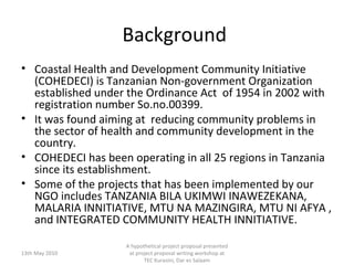 Sample of a Community Development project proposal writing | PPT