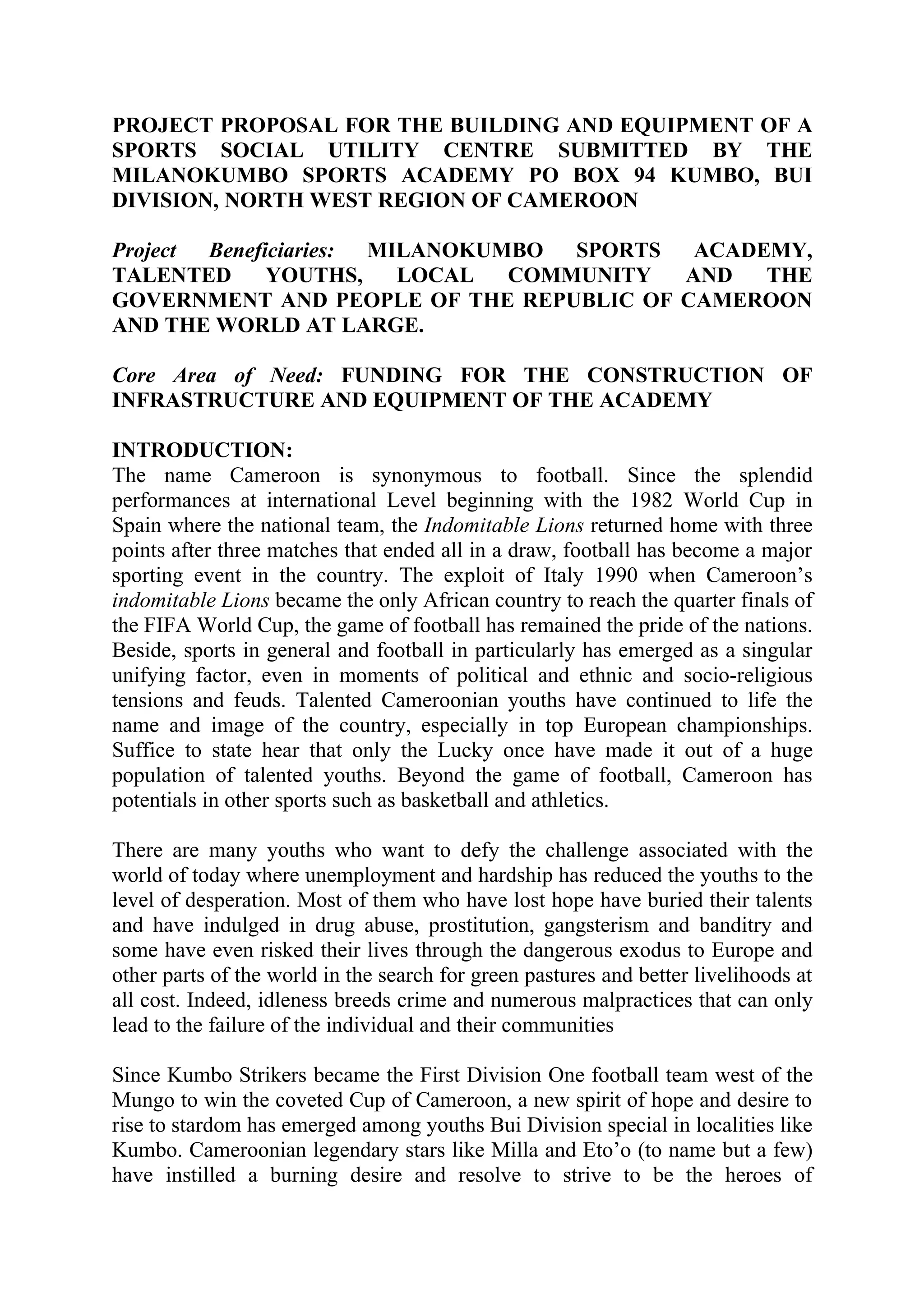 Project Proposal Milanokumbo | DOC