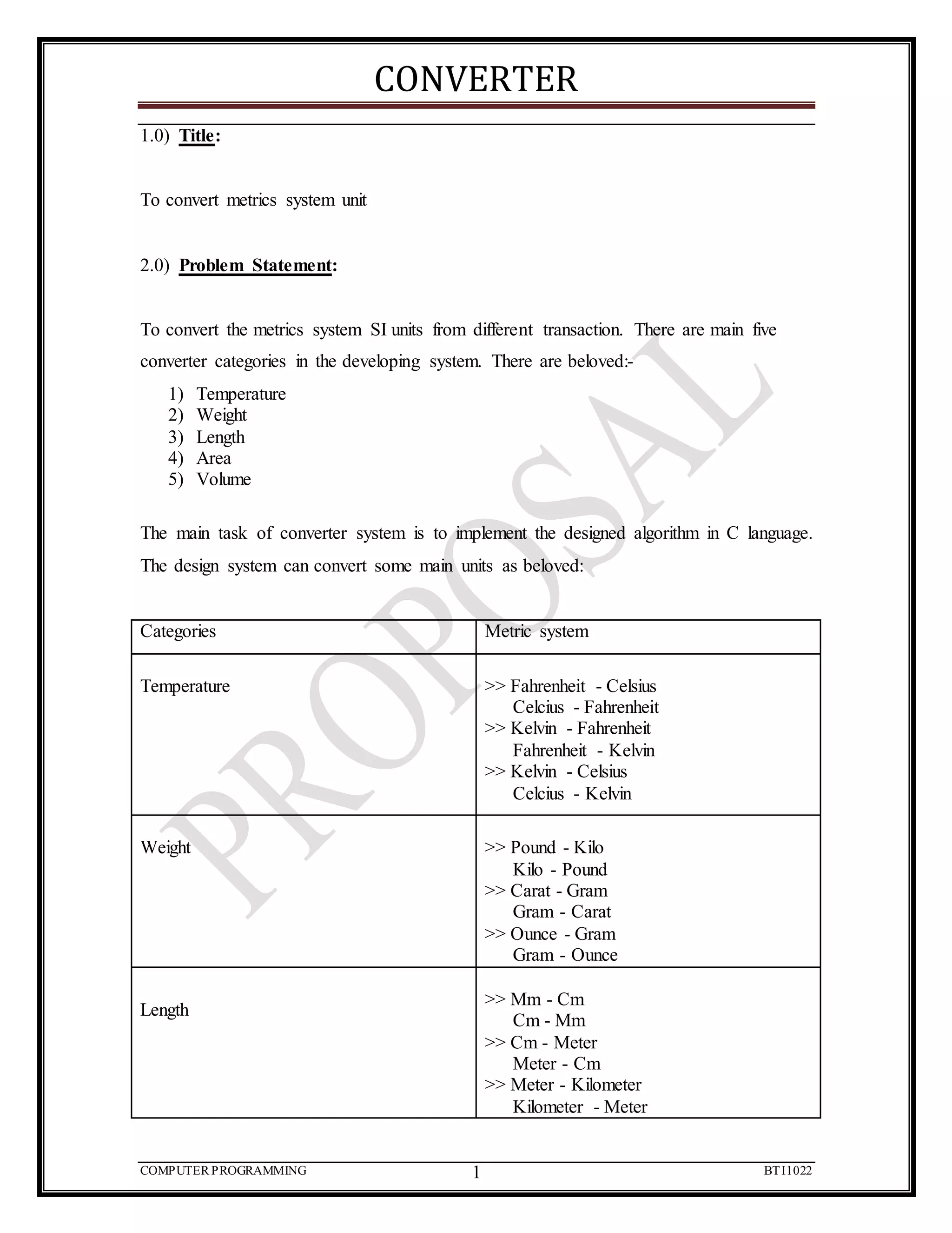 Project proposal oop | DOC