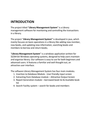 Project proposal of Library Management System. | PDF