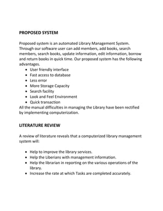 Project proposal of Library Management System. | PDF