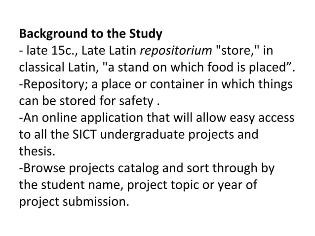 PROPOSAL FOR A STUDENT REPOSITORY PROJECT | PPT | Operating Systems ...