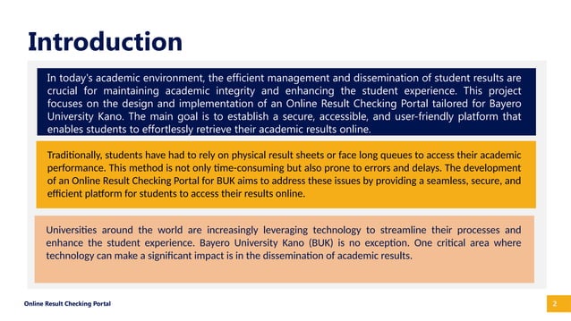 project proposal presentation for online result checking portal.pptx | Educational Assessment ...