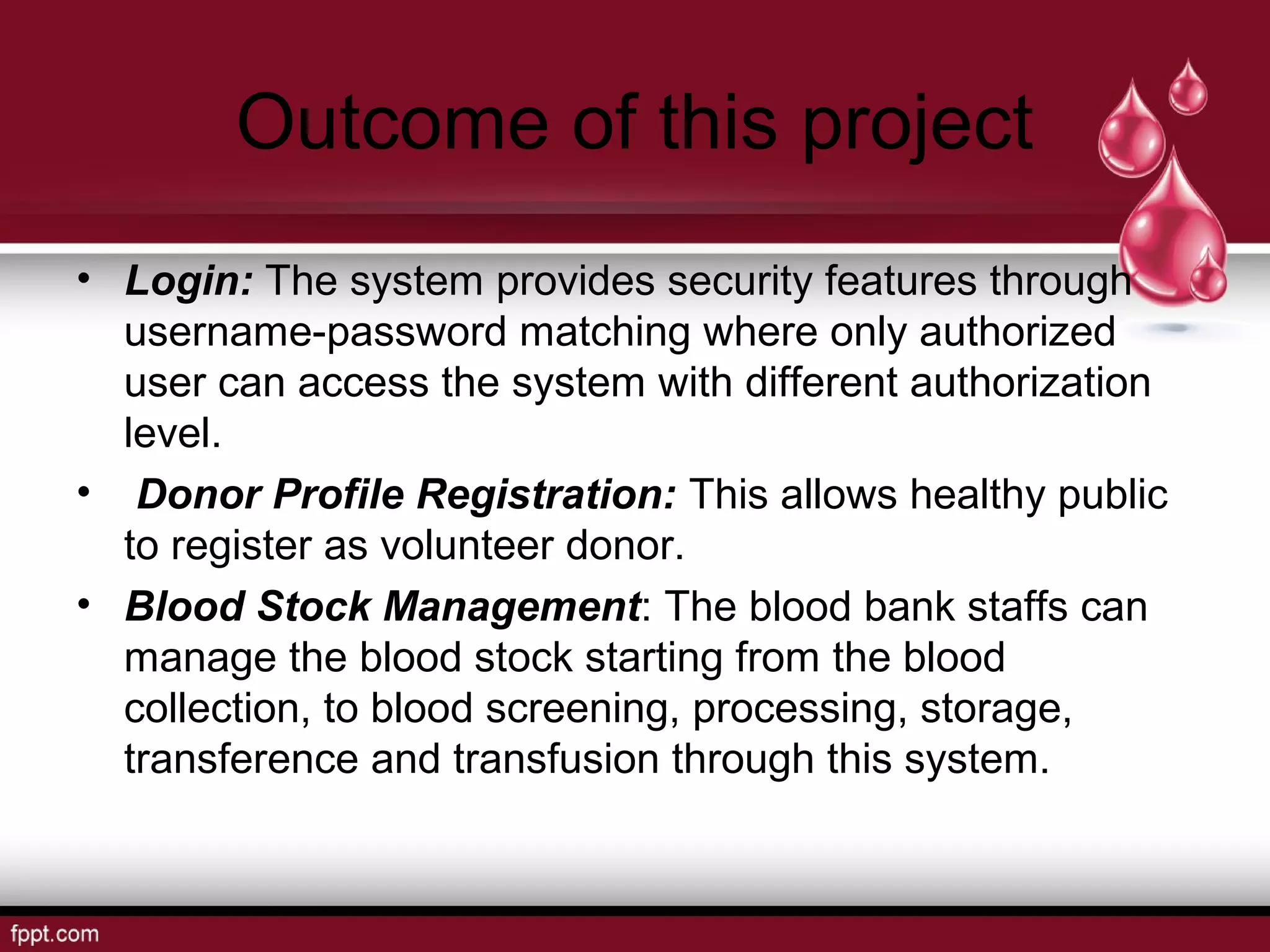 Project proposal presentation(blood bank management system) | PPT