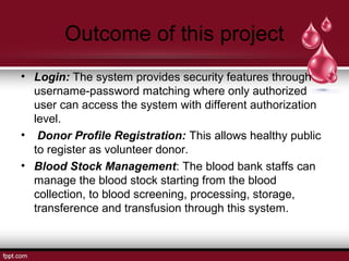 Project proposal presentation(blood bank management system) | PPT