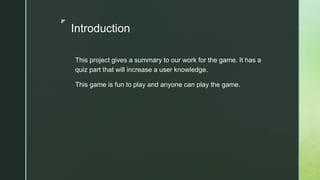 Project proposal presentation(Quiz game) | PPTX