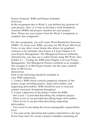 Project Proposal WBS and Project ScheduleOverviewIn the assi.docx