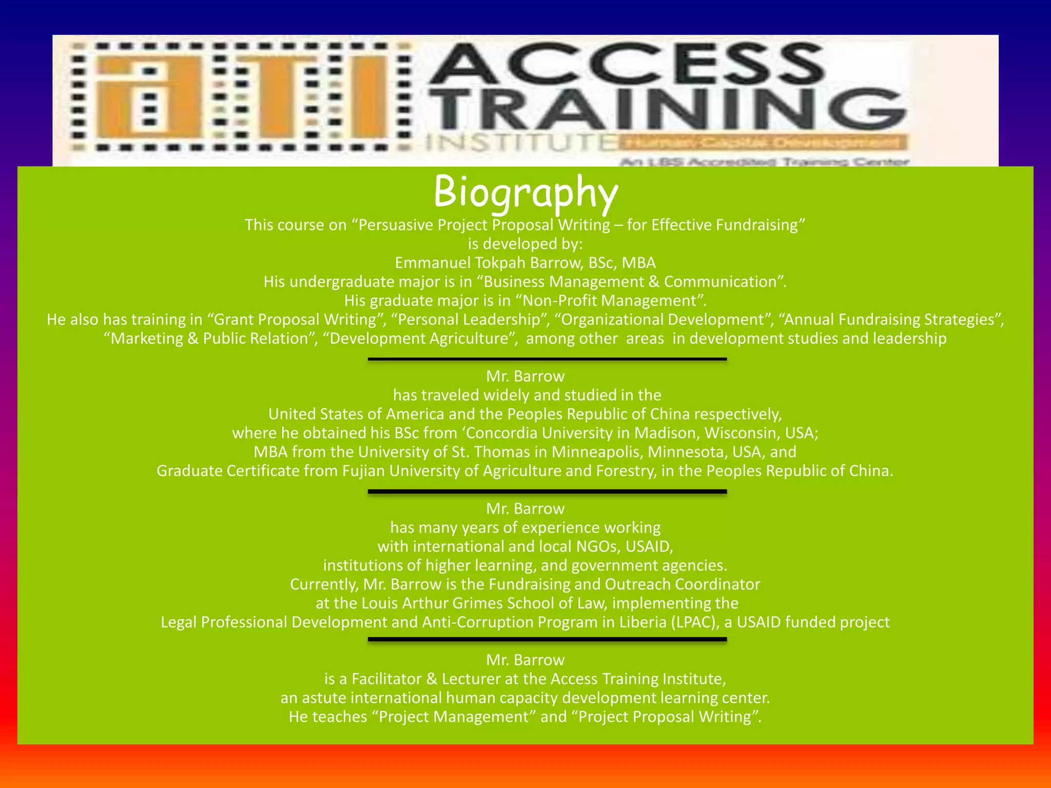 Persuasive Project Proposal Writing for Effective Fundraising | PPTX