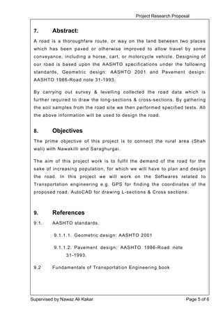 Project Research Proposal Design of 4.5km road | DOC