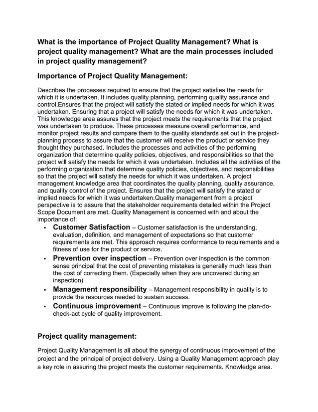 Project quality management | PDF