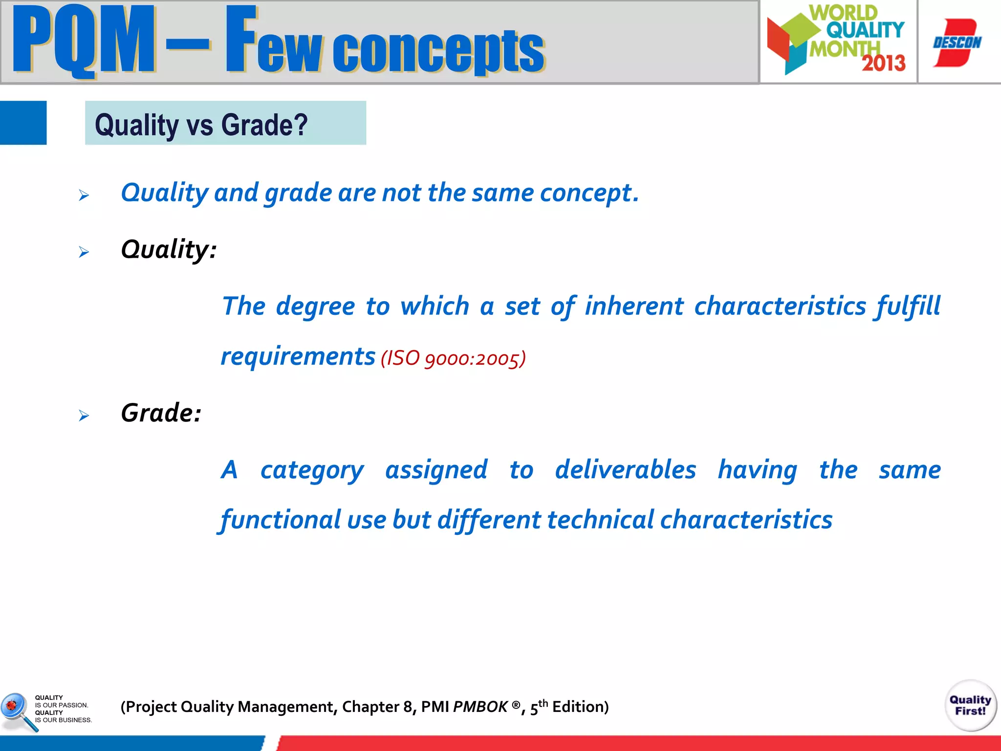 Project quality management - PMI PMBOK Knowledge Area | PDF