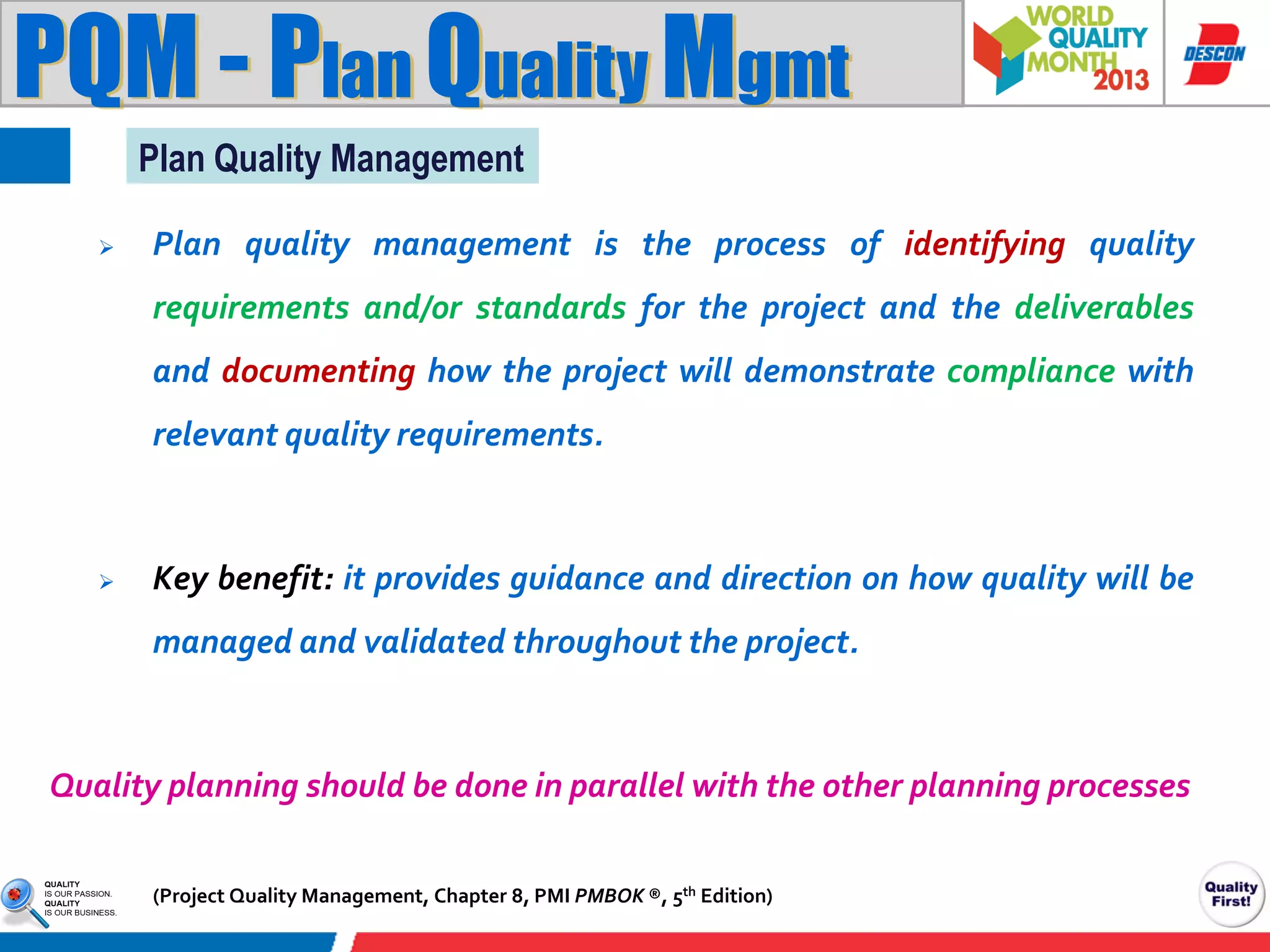 Project quality management - PMI PMBOK Knowledge Area | PDF