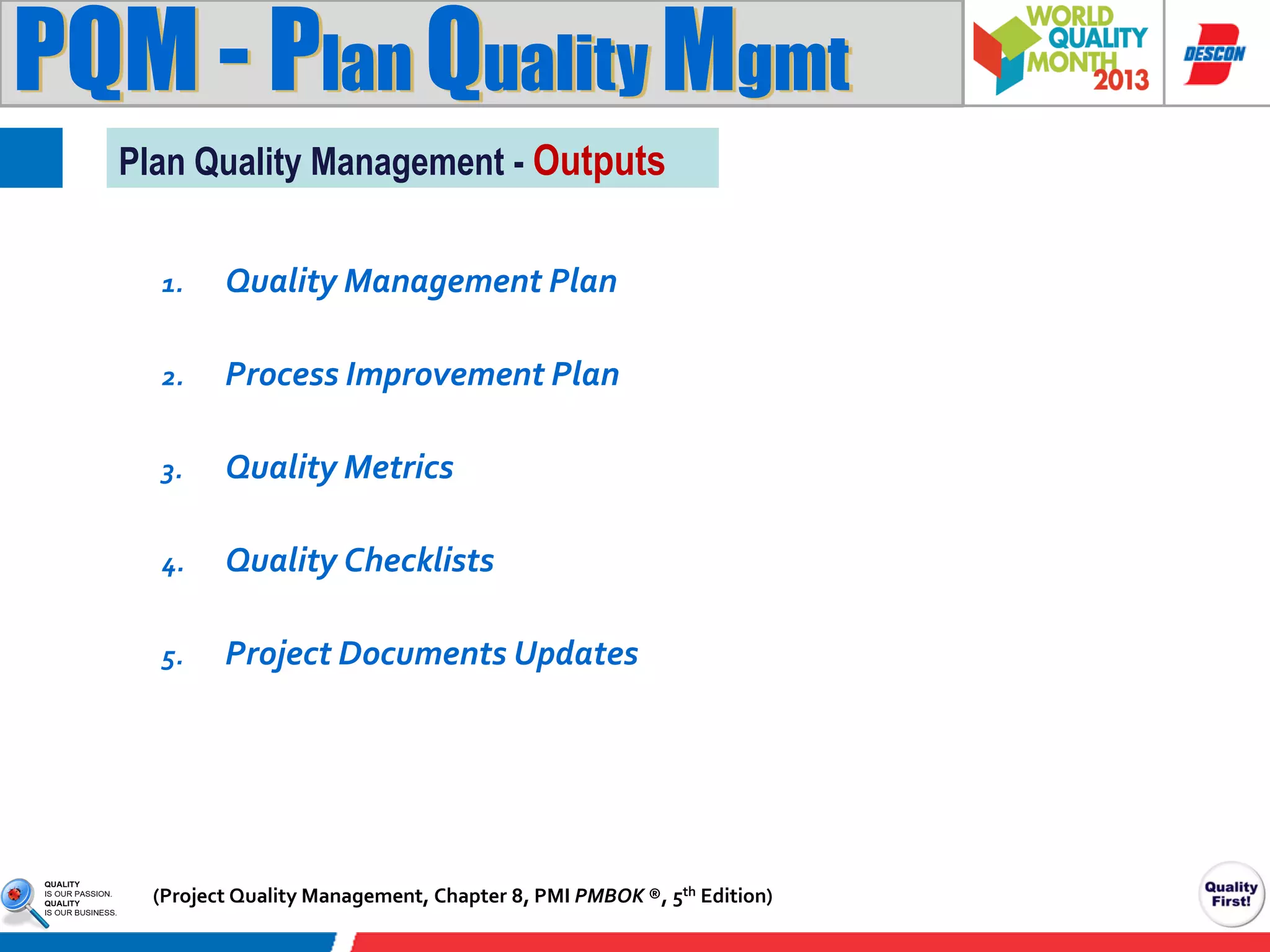 Project quality management - PMI PMBOK Knowledge Area | PDF