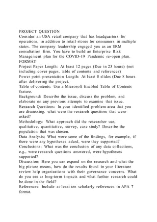 Project question consider an usa retail company that has headquar | PDF