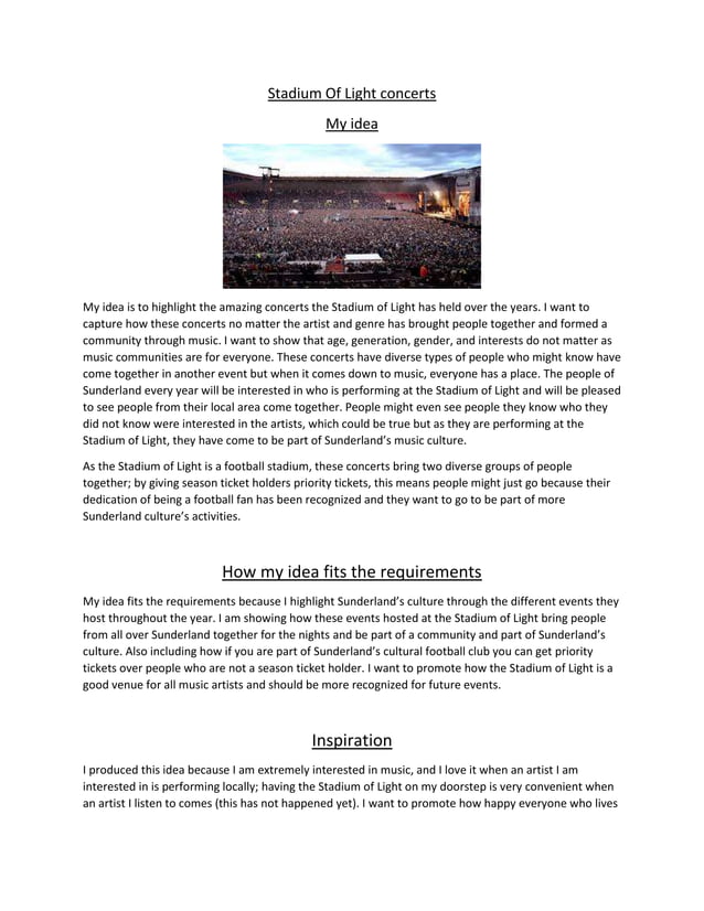 Project rational - concerts.docx | Documentary | Genres