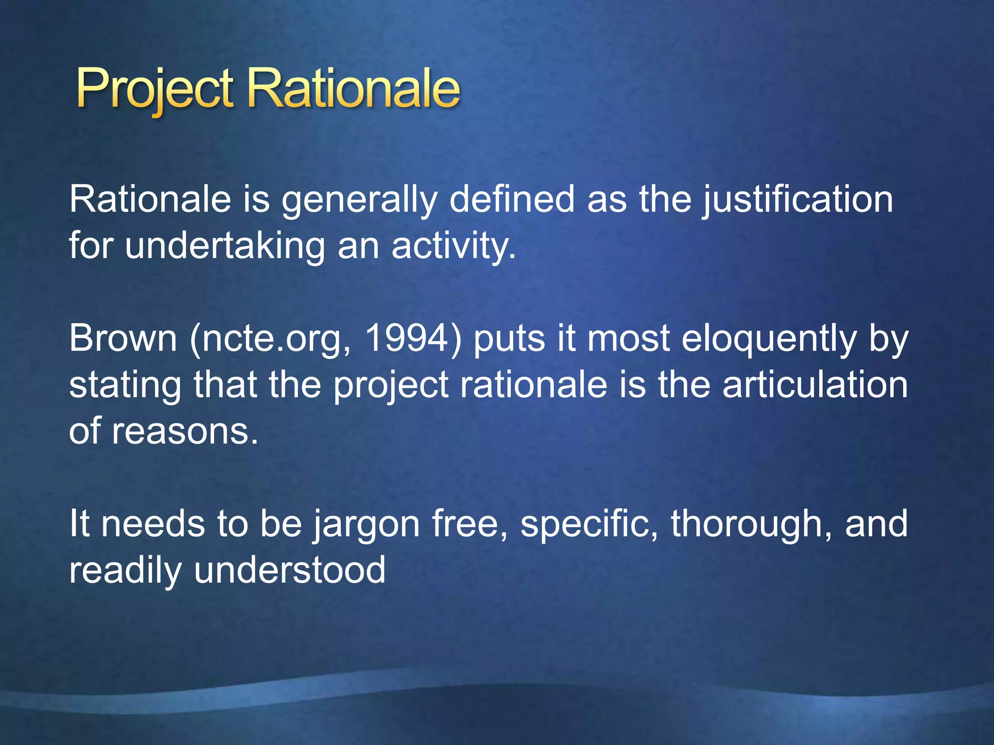 Project rationale | PPTX